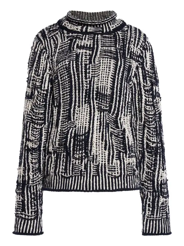 Bottega Veneta Cotton Intrecciato-knit Sweater - Black,white