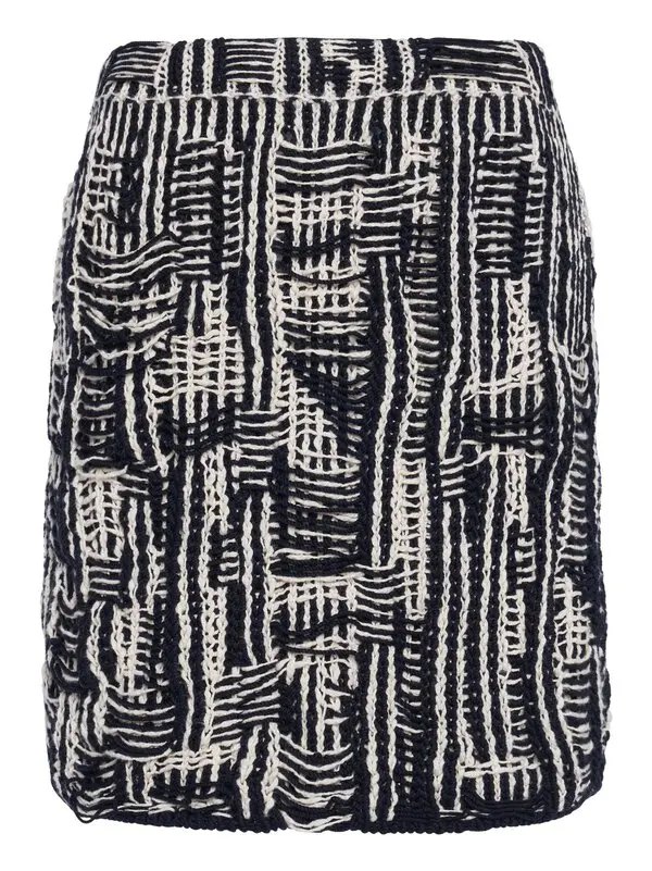 Bottega Veneta Cotton Intrecciato-knit Mini Skirt - Black,white