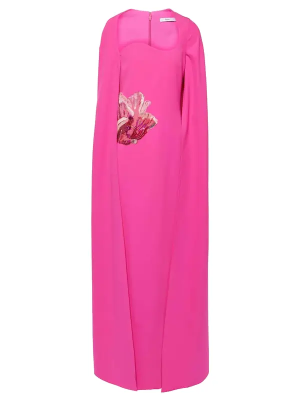 Safiyaa Mattia Embellished Caped Gown - Pink