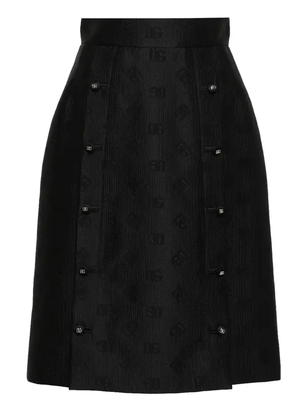 Dolce & Gabbana Jacquard Logo Skirt - Black