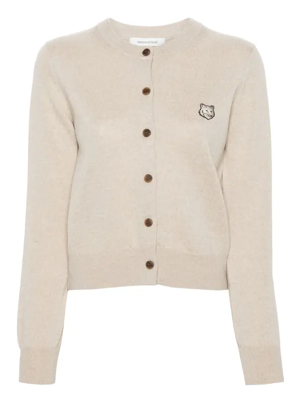 Maison Kitsuné Bold Fox Head Wool Cardigan - Neutrals