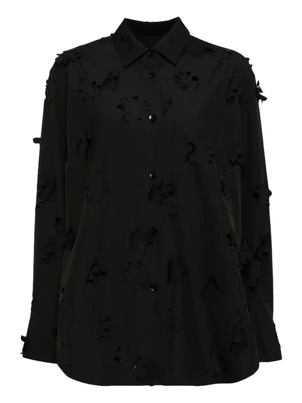 JNBY Oversized Floral Appliqué Shirt - Black