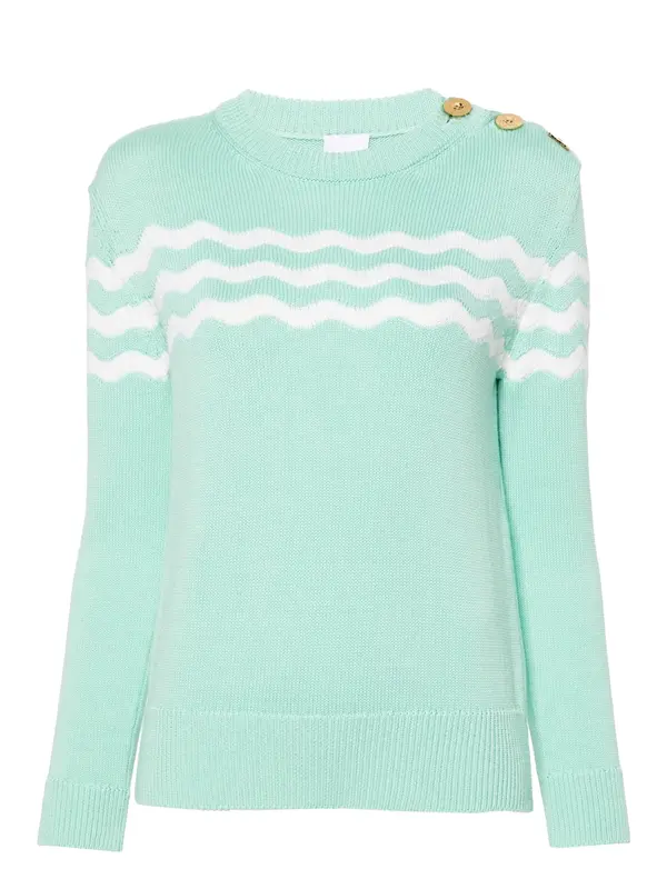 Patou Wave Cotton-merino Jumper - Green