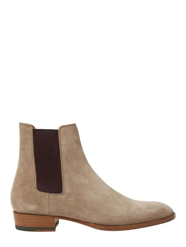 Saint Laurent Wyatt Suede Chelsea Boots - Brown