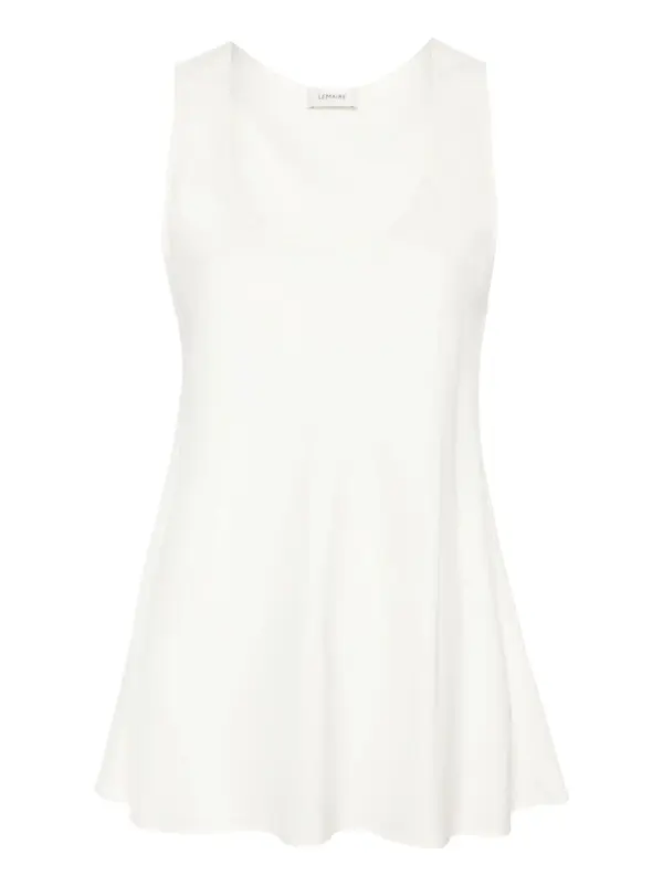 LEMAIRE Scoop-neck Satin Tank Top - White