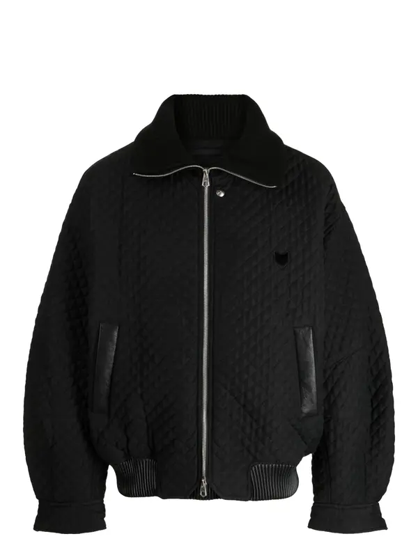 SONGZIO Quilted Zip-up Bomber Jacket - Black