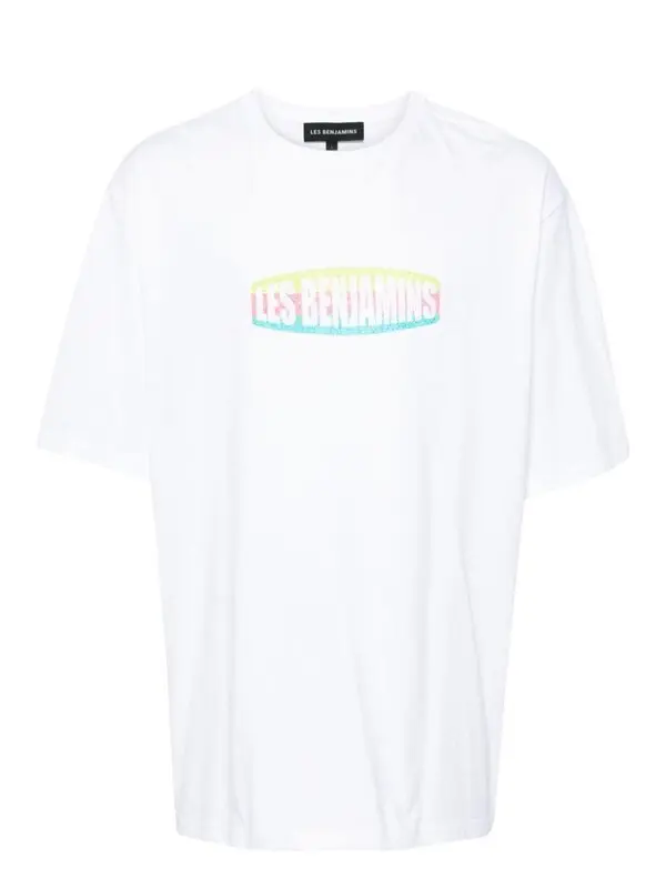 LES BENJAMINS Logo-print Oversized Cotton T-shirt - White