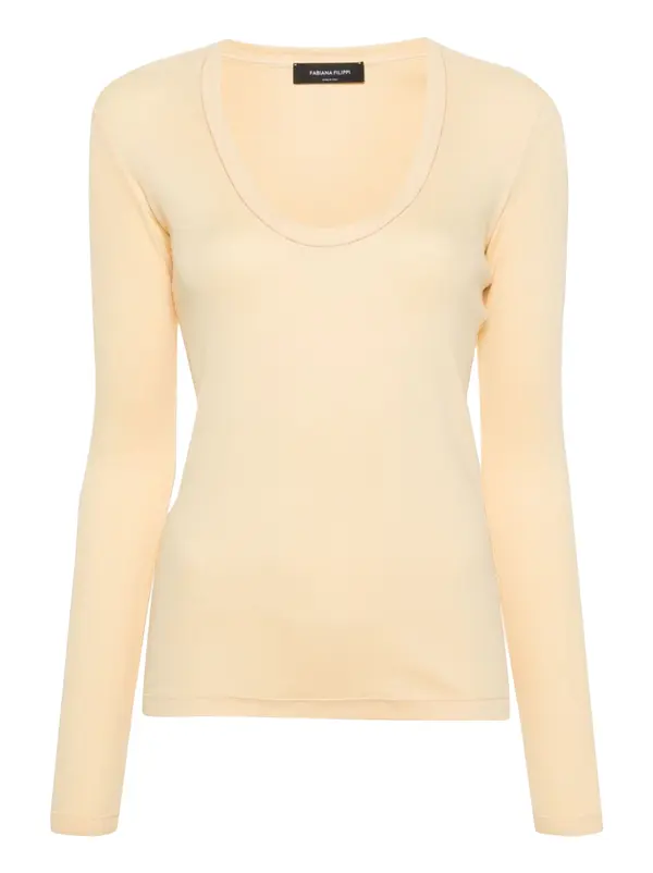 Fabiana Filippi Beaded-trim Ribbed T-shirt - Yellow