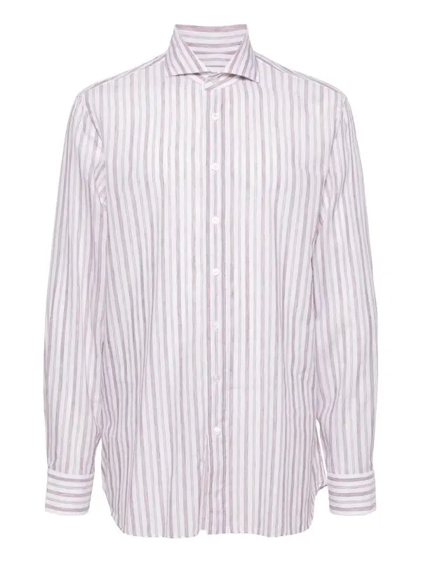LARDINI Striped Button-up Shirt - Red