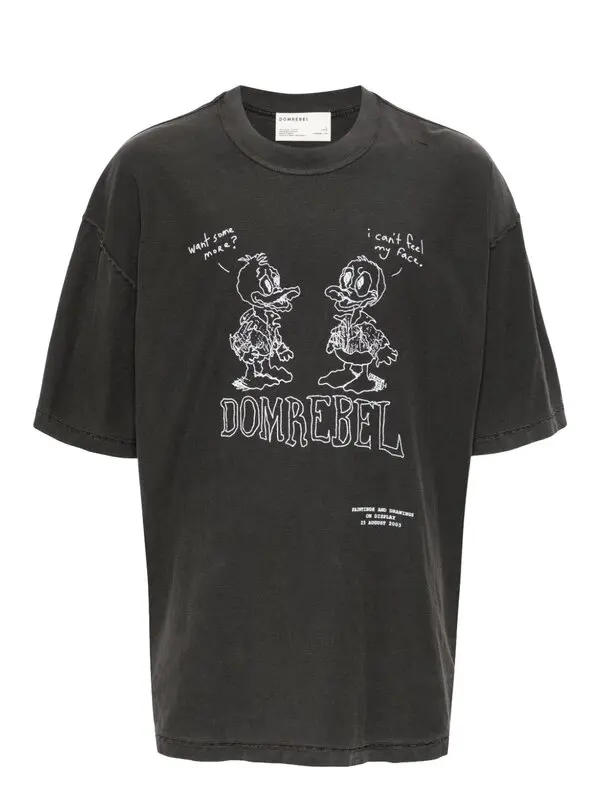 DOMREBEL Comic Pals Graphic-print Cotton T-shirt - Grey
