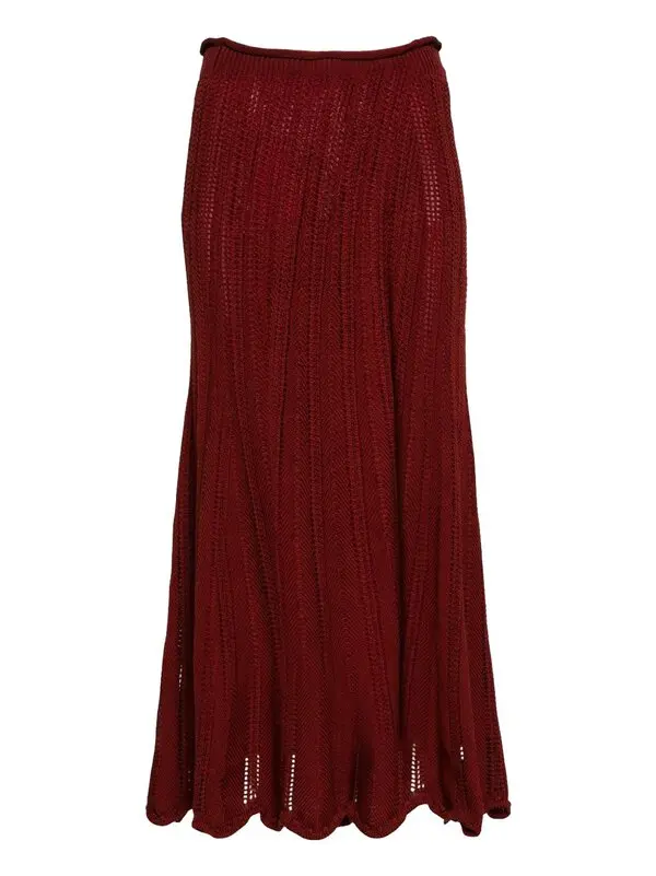 FORTE_FORTE Cotton Open-knit Skirt - Red