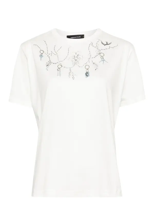 Fabiana Filippi Fabula-print Cotton T-shirt - White