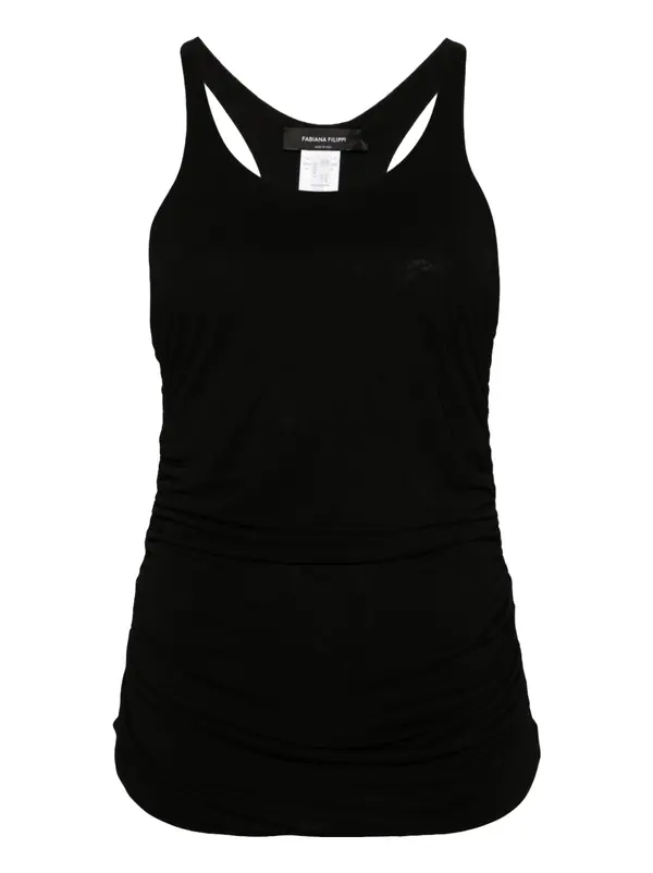 Fabiana Filippi Ruched Racerback Tank Top - Black