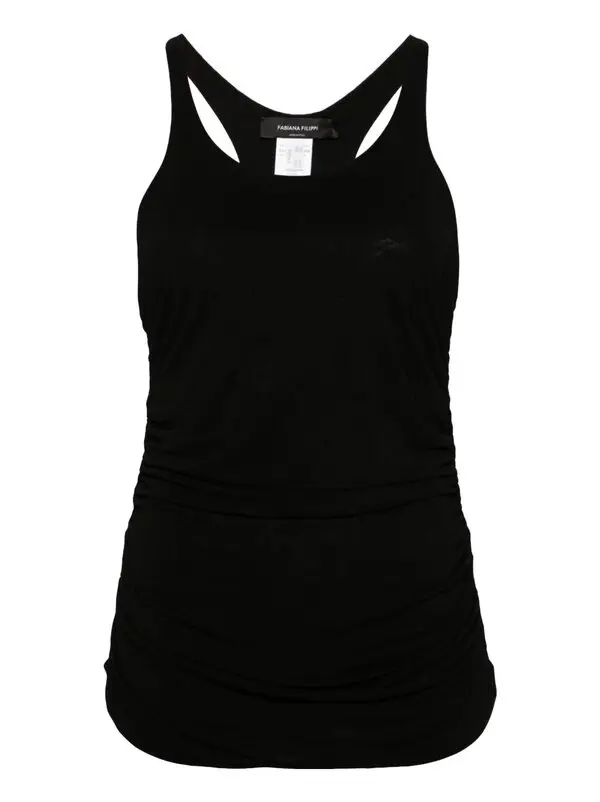 Fabiana Filippi Ruched Racerback Tank Top - Black