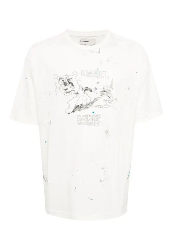 DOMREBEL Scuff Picnic Paint-detail T-shirt - White
