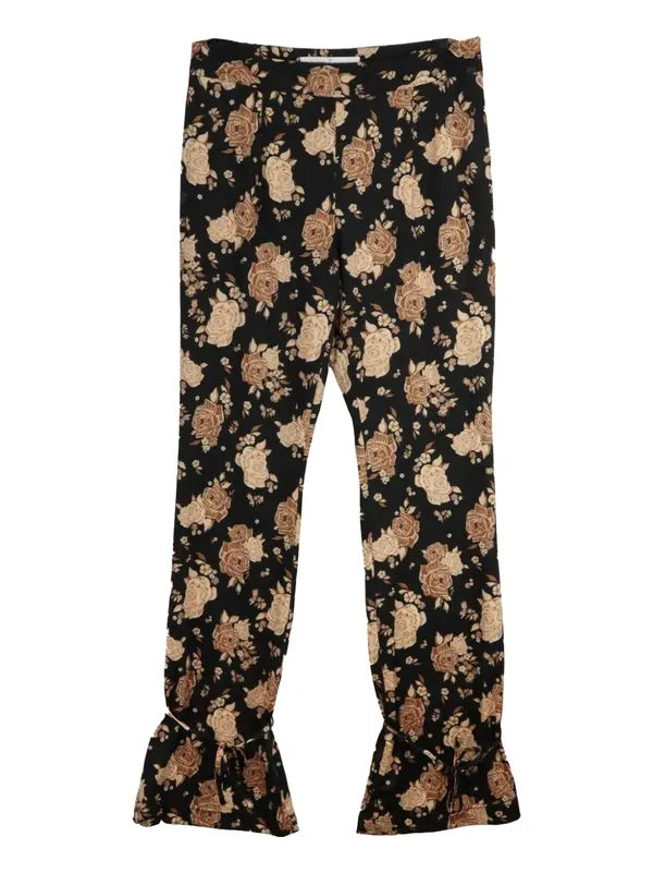 Rokh Rose-print Trousers - Black