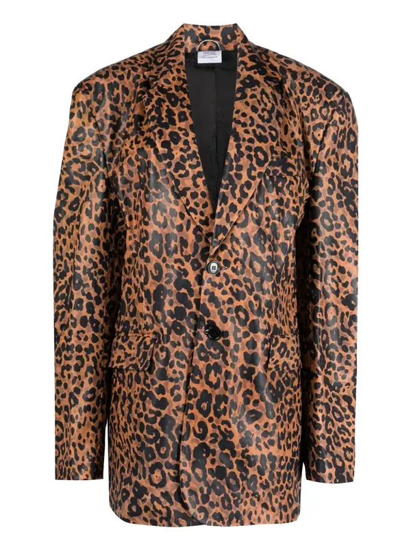 Vetements Leopard-print Leather Blazer - Brown