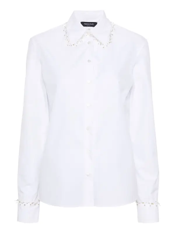 Fabiana Filippi Beaded-trim Poplin Shirt - White