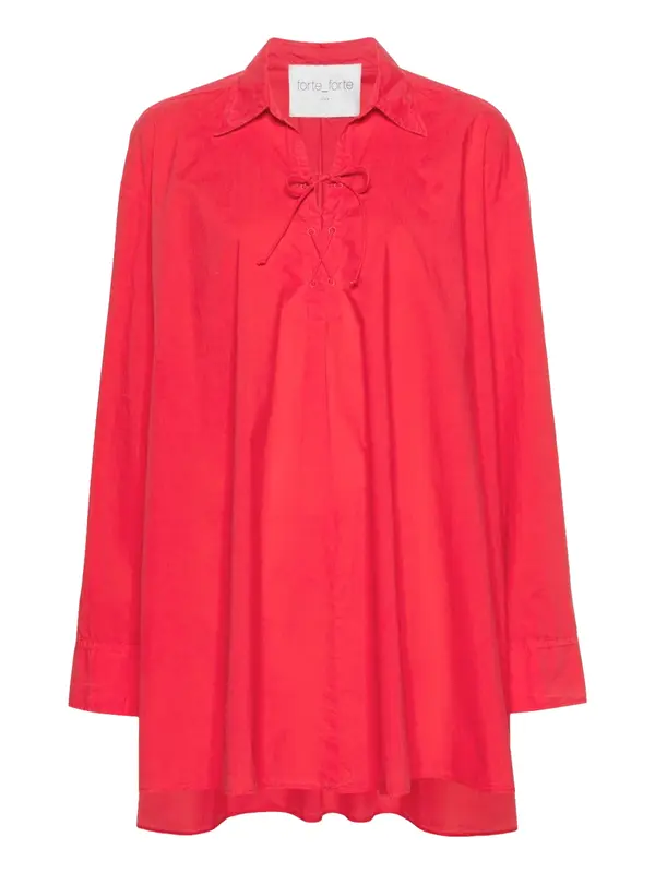 FORTE_FORTE Lace-up Shirt Minidress - Red