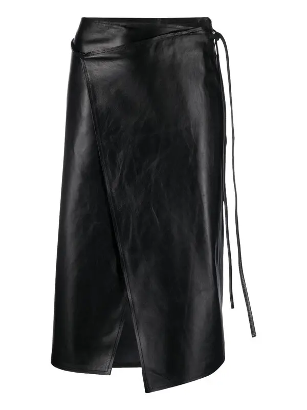 Vetements Asymmetric Leather Midi Skirt - Black