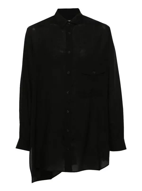 Yohji Yamamoto Asymmetric Poplin Shirt - Black