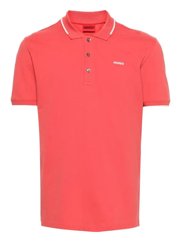 Hugo Logo-appliqué Piqué Polo Shirt - Red