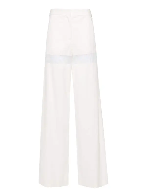 GENNY Sheer-stripe Wide-leg Trousers - White