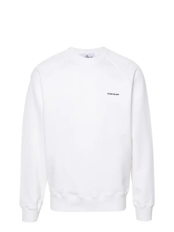 Stone Island Logo-print Cotton Sweatshirt - White