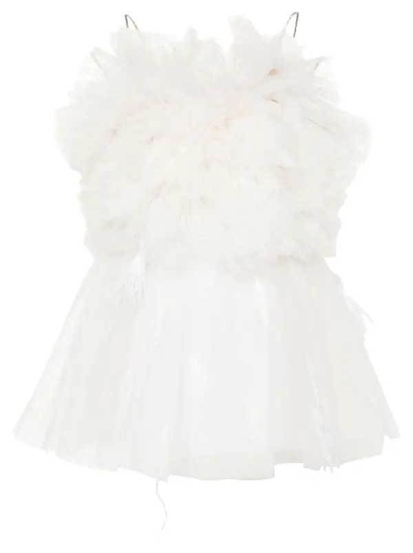 LOULOU Round-neck Ruffled Minidress - White