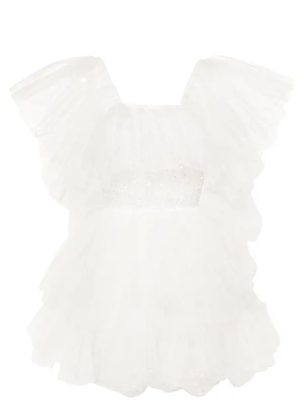LOULOU Floral-embroidered Tulle Minidress - White