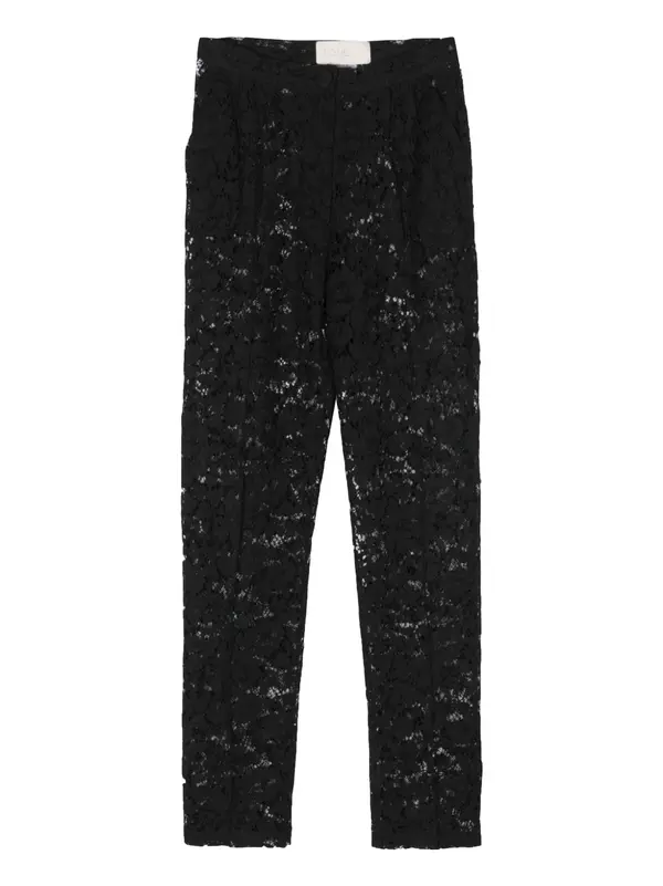 LOULOU Floral-lace Tapered Trousers - Black