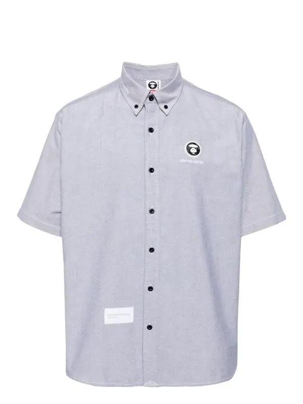 AAPE BY *A BATHING APE® Logo-appliqué Cotton Shirt - Grey