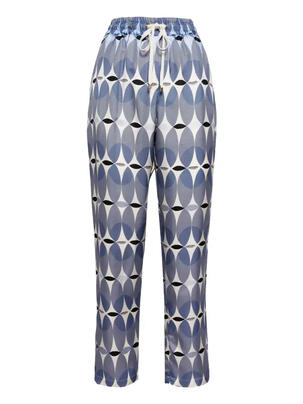 Lorena Antoniazzi Graphic-print Silk Trousers - Blue
