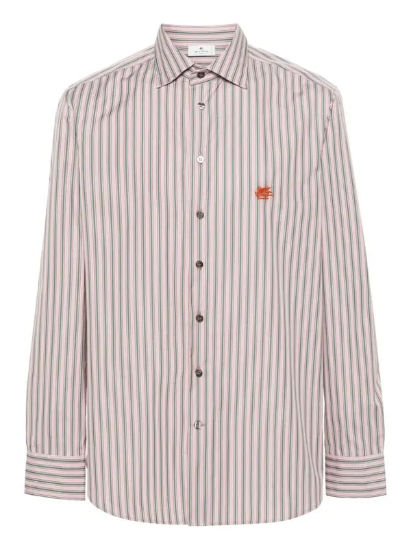 Etro Pegaso-embroidered Striped Shirt - Pink