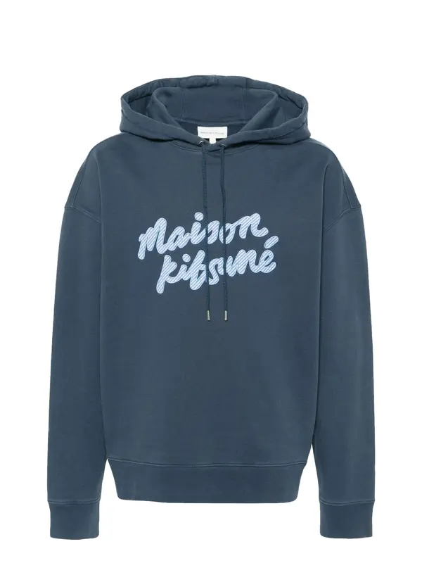 Maison Kitsuné Logo-patch Cotton Hoodie - Blue