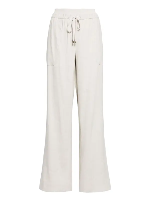 Lorena Antoniazzi Linen-blend Wide-leg Trousers - Neutrals