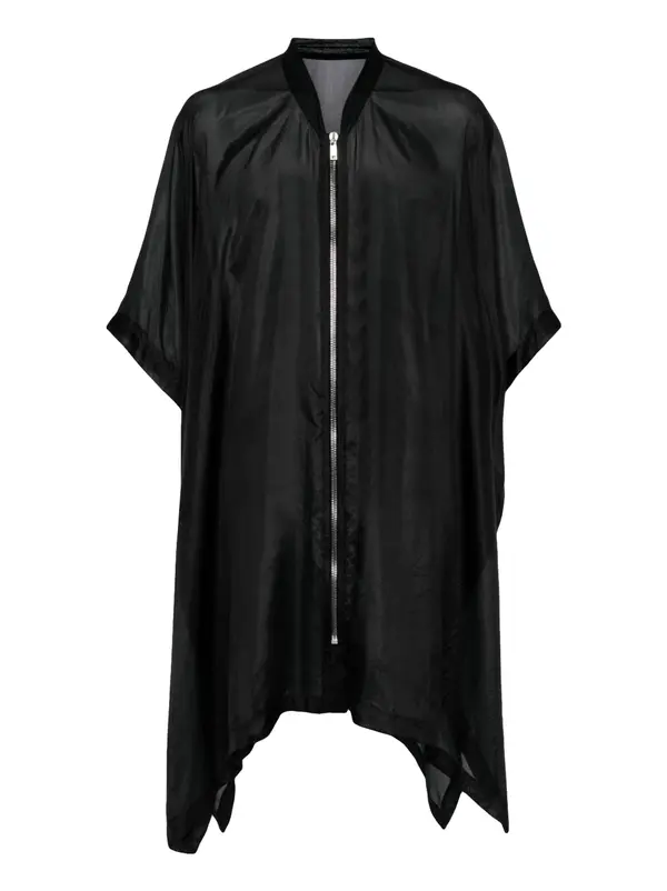 Rick Owens Asymmetric Silk-habotai Coat - Black
