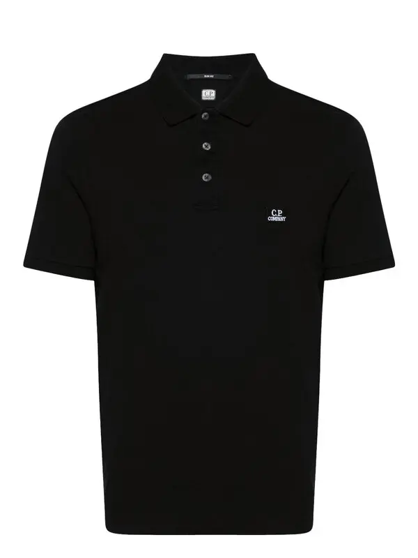 C.P. COMPANY Logo-appliqué Polo Shirt - Black