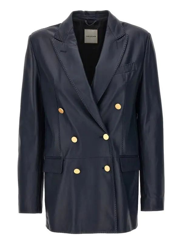 Tagliatore Josie Leather Blazer - Blue