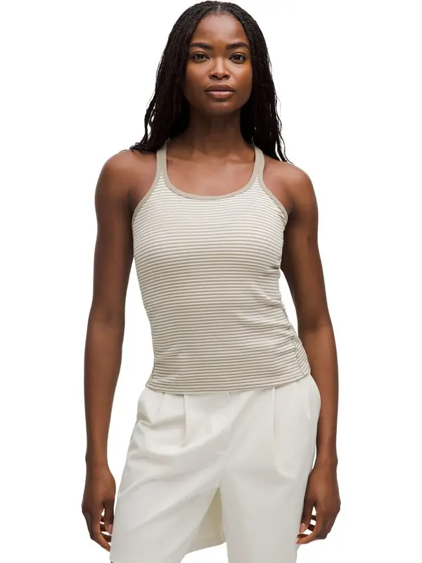 Lululemon Hold Tight Thin Strap Racerback Tank Top - Minute Stripe Light Ivory Sheer Oak