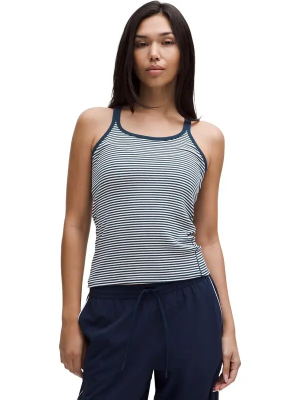 Lululemon Hold Tight Thin Strap Racerback Tank Top - Minute Stripe White Club Blue