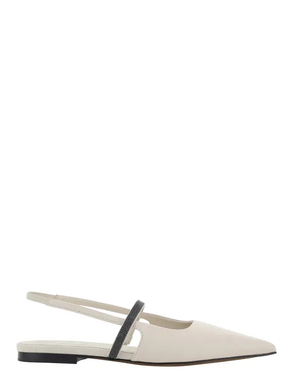 Brunello Cucinelli Slingback Flats - White