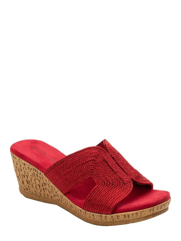 DAVID TATE Vibe Wedge Slide Sandal - Red