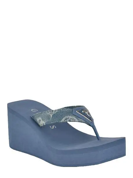 Guess Demmey Platform Wedge Flip Flop - Dark Blue 400