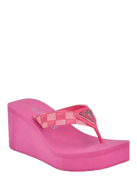 Guess Demmey Platform Wedge Flip Flop - Dark Pink