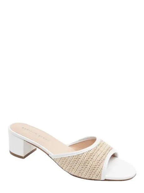 PATRICIA GREEN Sienna Raffia Slide Sandal - White