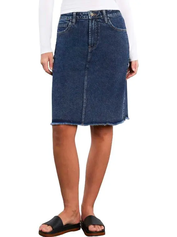 WASH LAB DENIM Fray Hem Pencil Skirt - Petal Denim