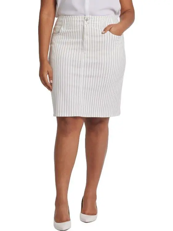 NYDJ Hollywood Pencil Striped Denim Skirt - Beach Cruise Stripe