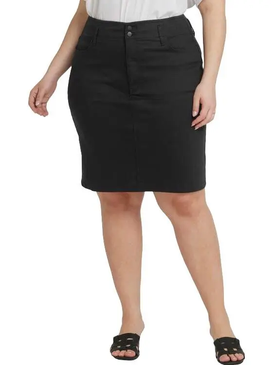 NYDJ Hollywood Pencil Striped Denim Skirt - Black