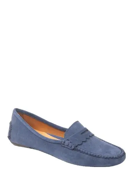 PATRICIA GREEN Janet Scalloped Loafer - Navy Suede